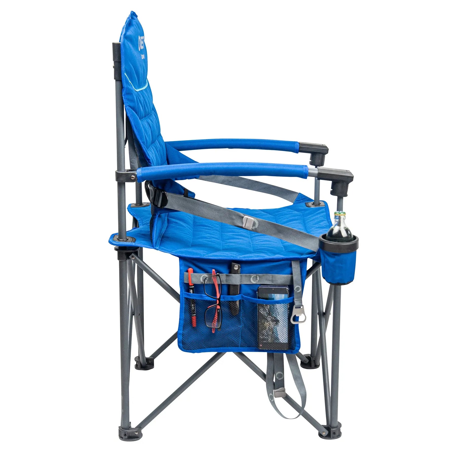 Quest Castaway Hard Arm Camp Chair, Regal Blue, Ergonomic Padded ...